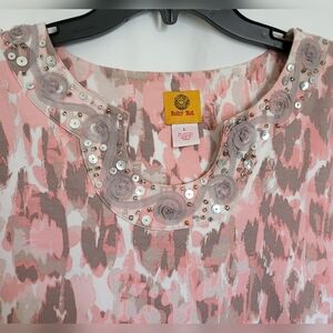 Ruby Rd. | Tops | Ruby Rd Womens Pink Gray Animal Print Embellished ...